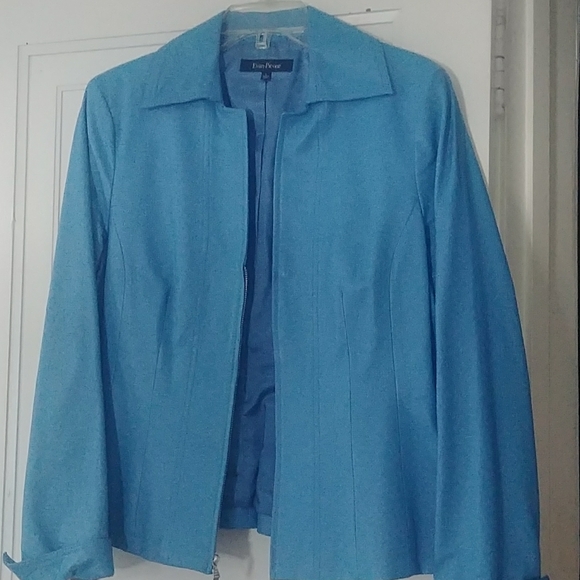 Evan Picone | Jackets & Coats | Evan Picone 0 Blue Leather Lined Jacket ...